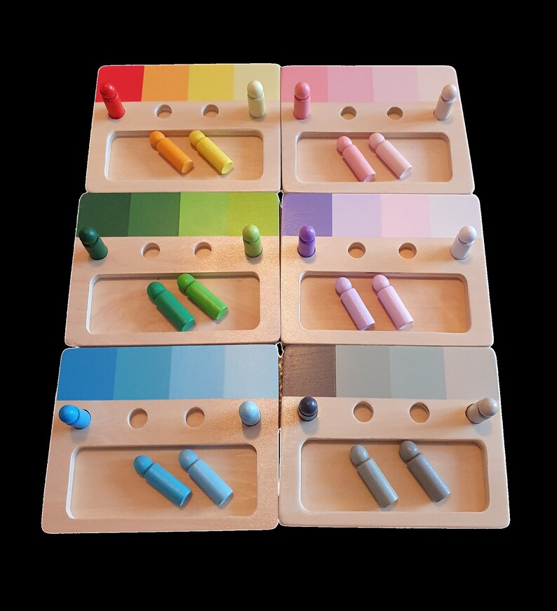 Montessori Wooden Colour Grading Peg Boards Educational Learning Toys ...