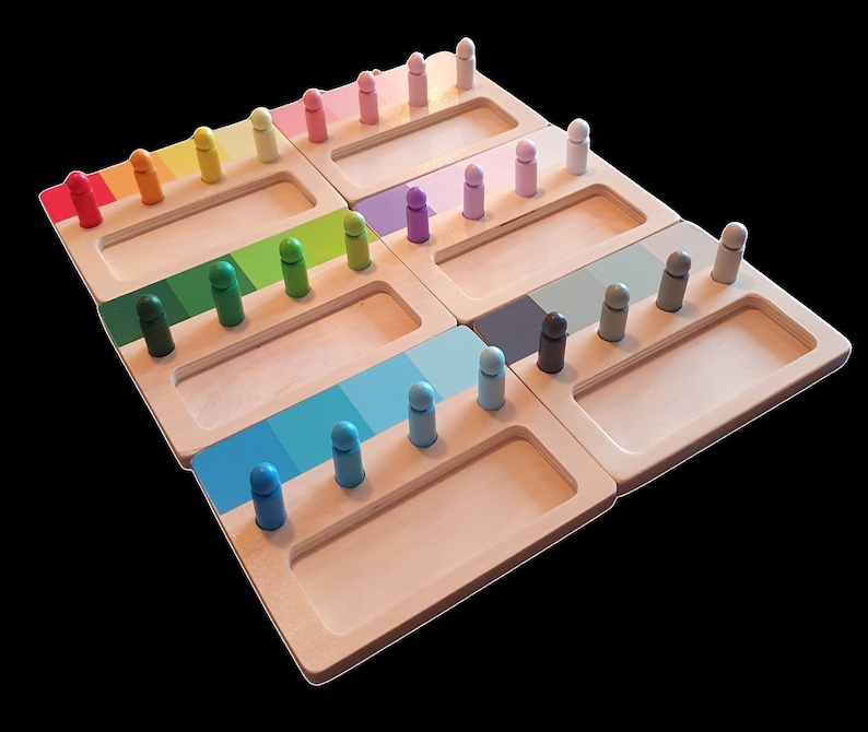 Montessori Wooden Colour Grading Peg Boards Educational Learning Toys ...
