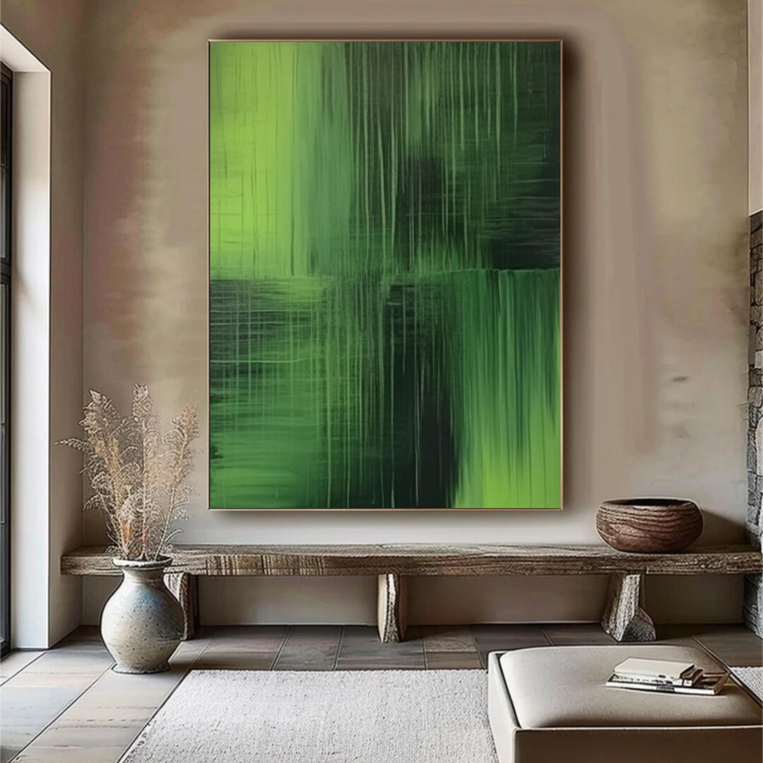 Green Abstract Painting Large Green Wall Art Greentextured Art Original ...