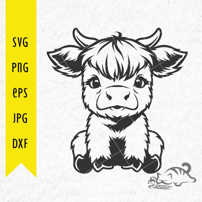 Cute Highland Cow Svg, Highland Cow Svg, Highland Cow Sitting Svg, Cute ...