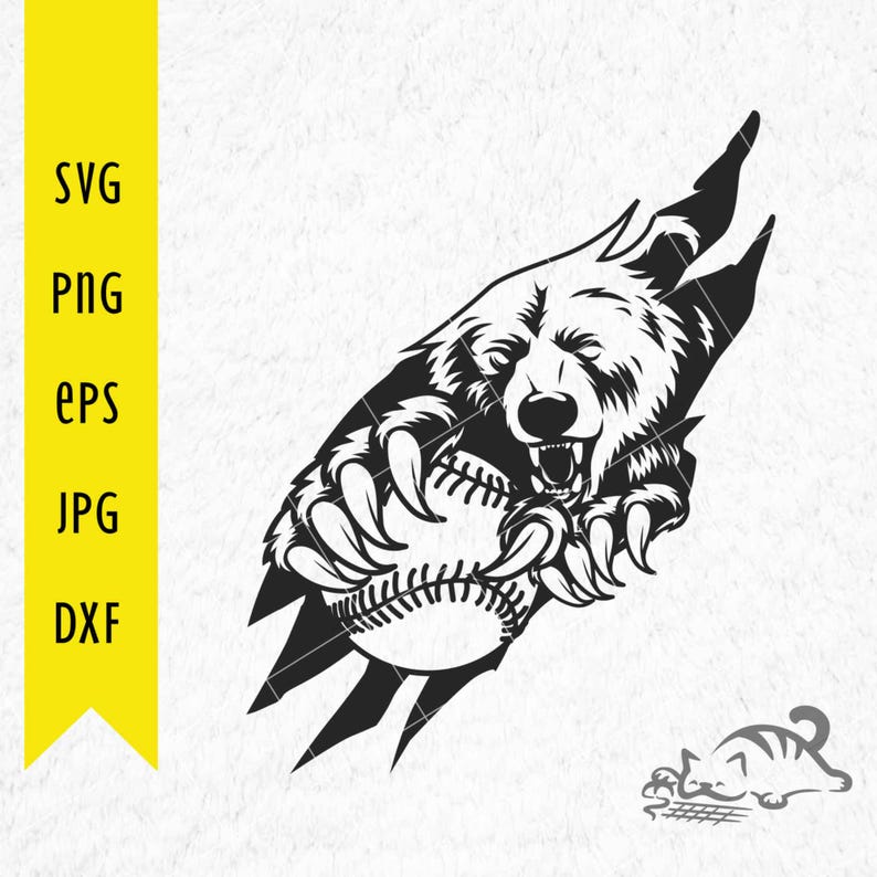 US Softball Baseball Tear Svg Png, Bear Grizzly Baseball Ball Claws ...