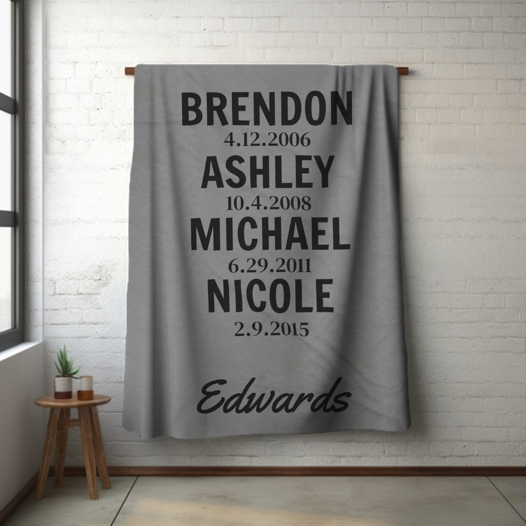 Personalized Kids Names on Blanket, Custom Names and Birthdays, Family ...