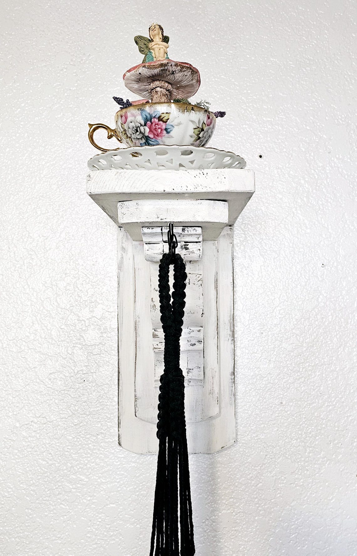 Wood Corbel Plant Holder With Shelf, Distressed Home Decor, Plant ...