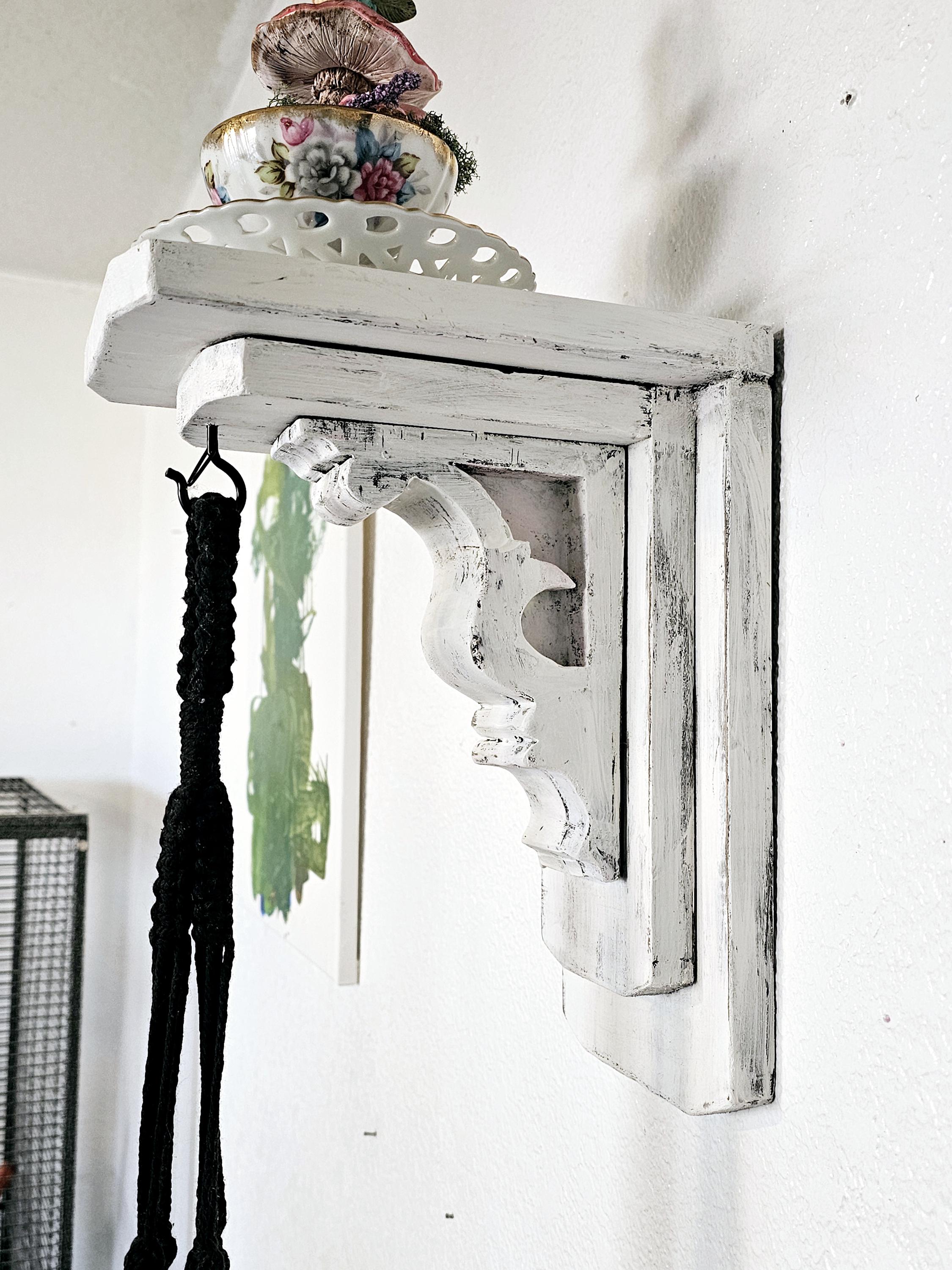Wood Corbel Plant Holder With Shelf, Distressed Home Decor, Plant ...