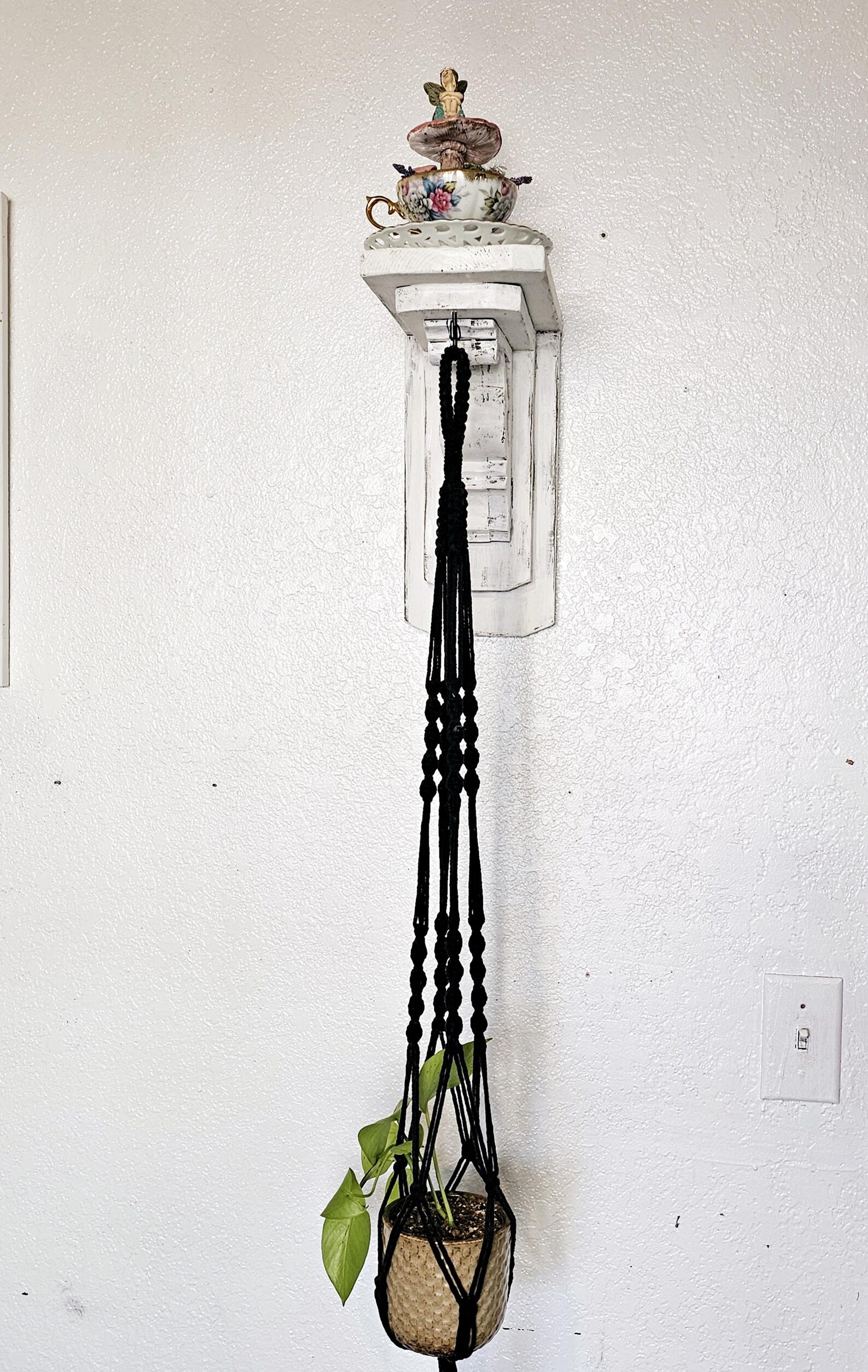 Wood Corbel Plant Holder With Shelf, Distressed Home Decor, Plant ...