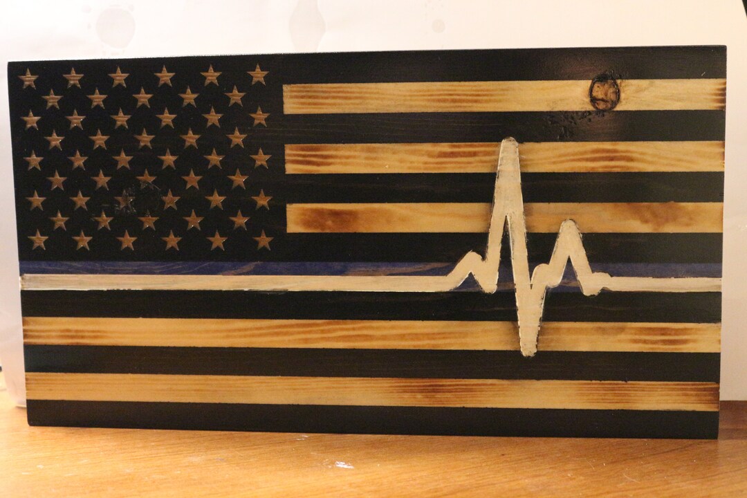 EKG Wooden American Flag - Etsy