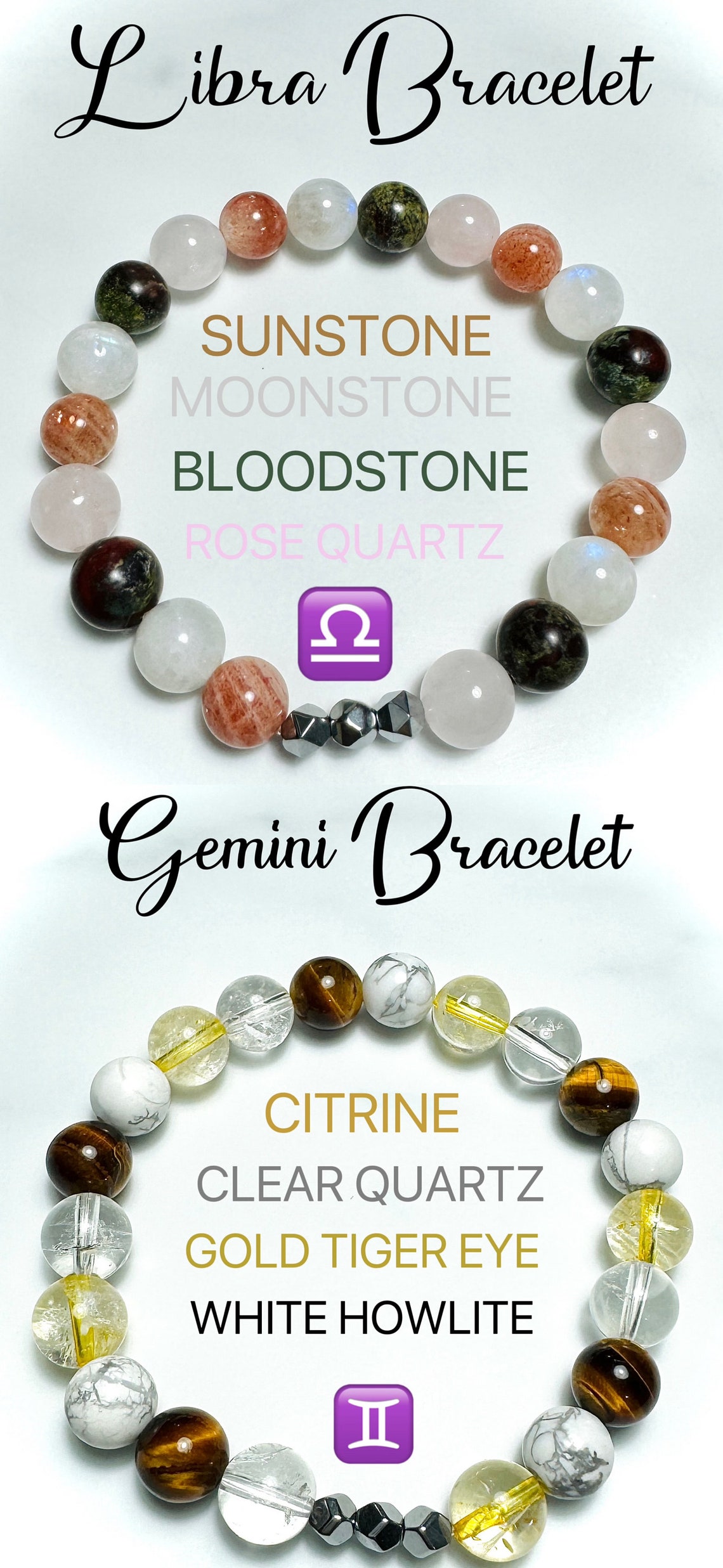 Zodiac Sign Stone Beacelet, Healing Crystal, Birthstone, Taurus,gemini ...