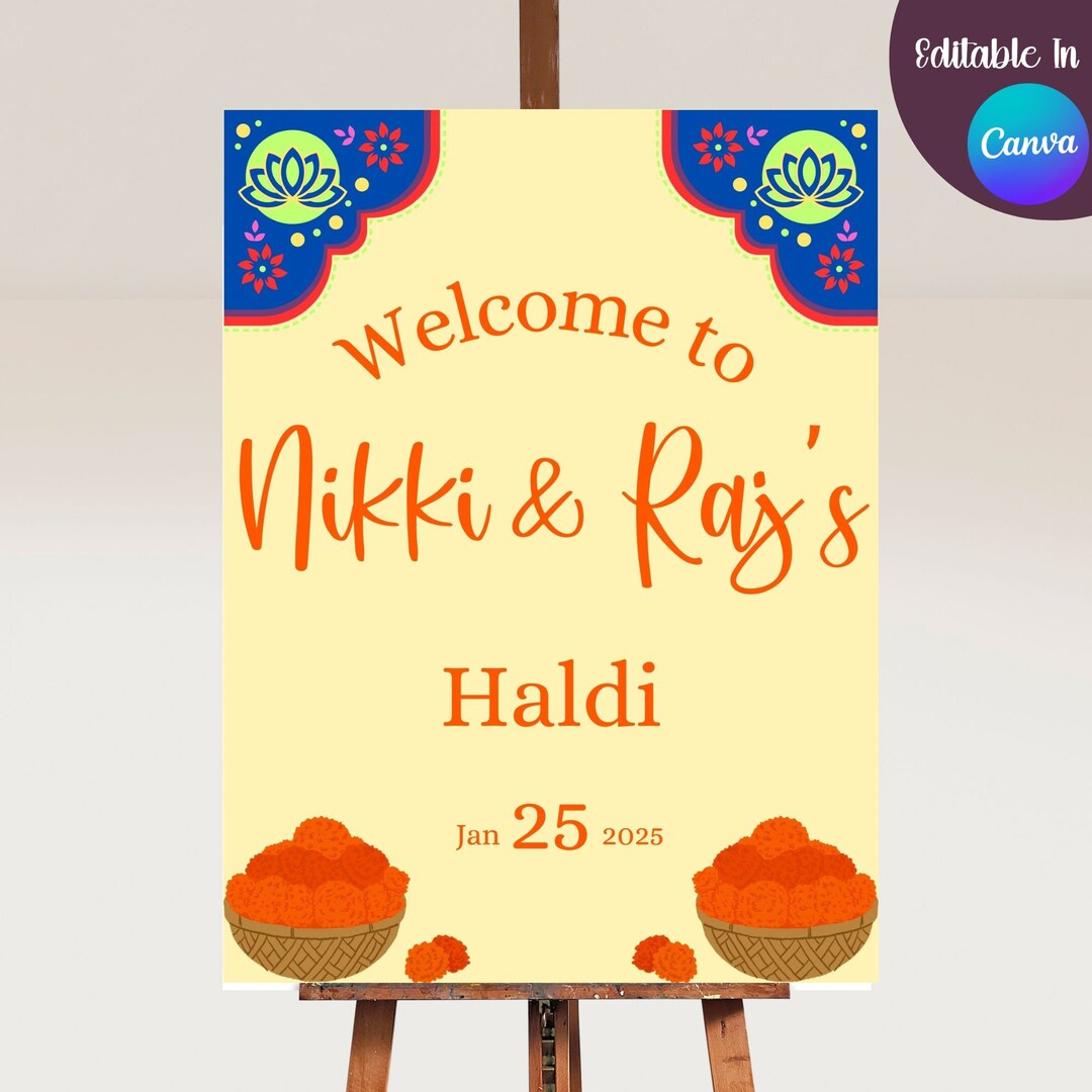 Haldi Welcome Sign, Maiyan Sign Pithi Decor Haldi Banner Haldi ...