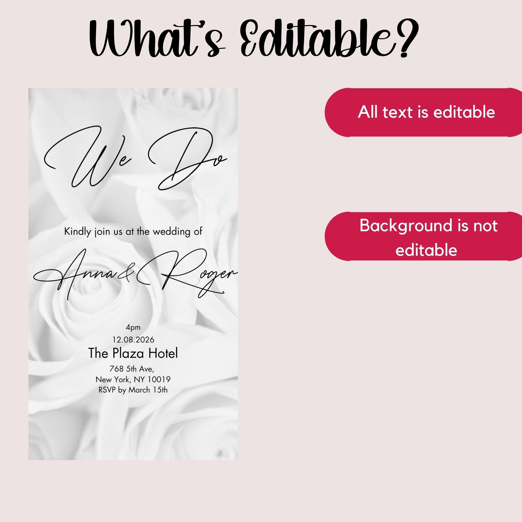 Minimal Wedding E-invite Template, Digital Invite, Electronic Evite ...