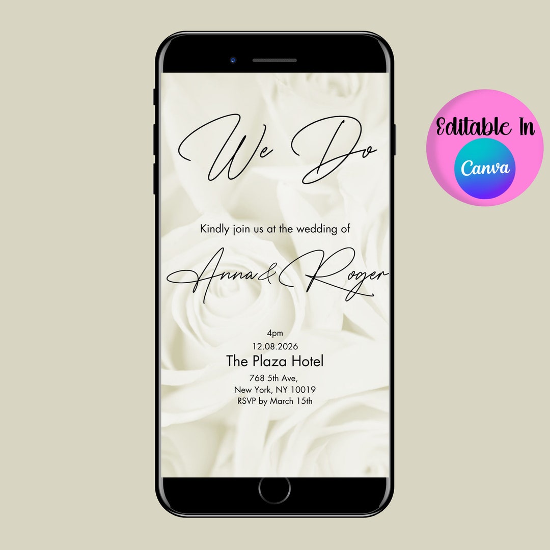 Minimal Wedding E-invite Template, Digital Invite, Electronic Evite ...