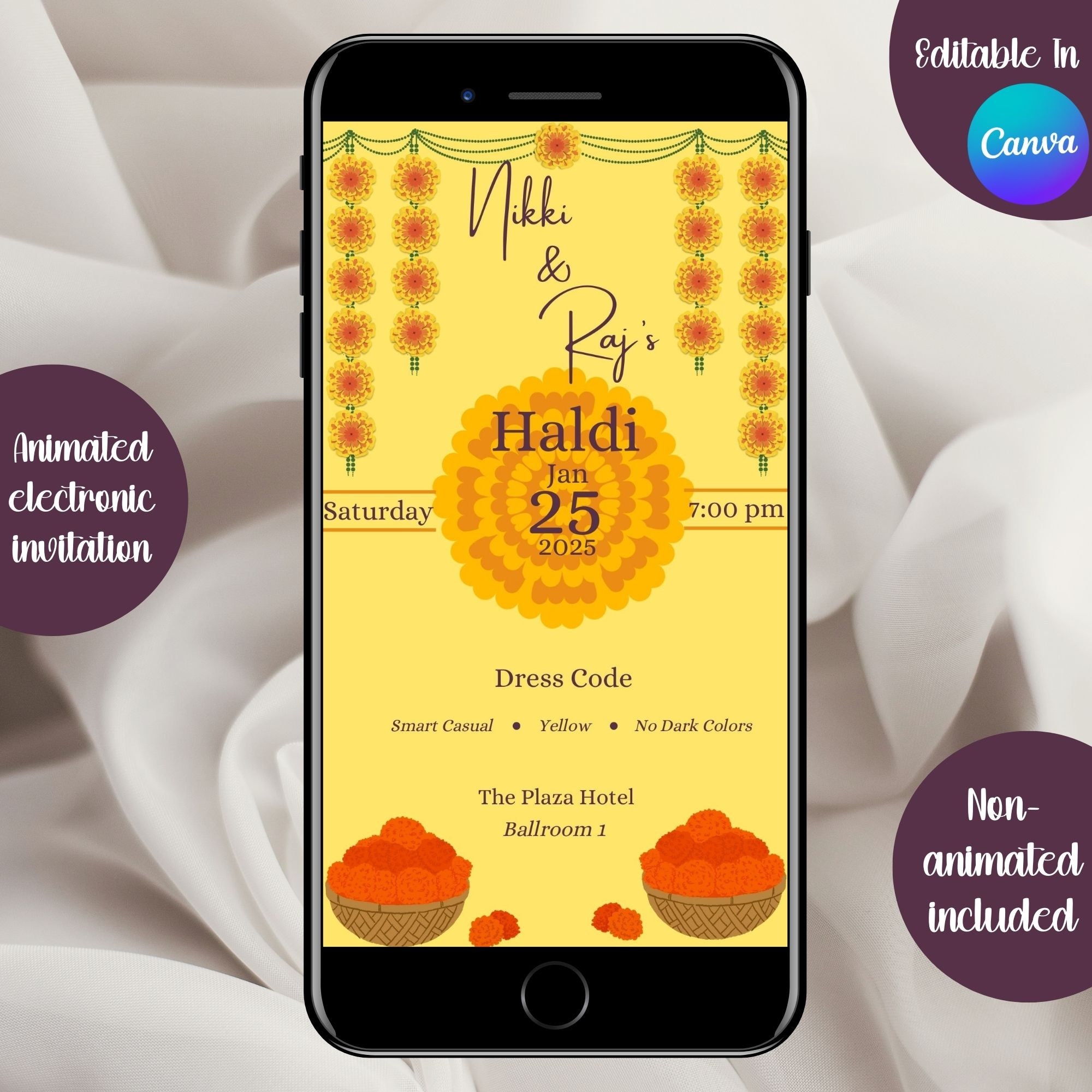 Editable Animated Haldi Invitation, Haldi Ceremony, Indian Wedding ...