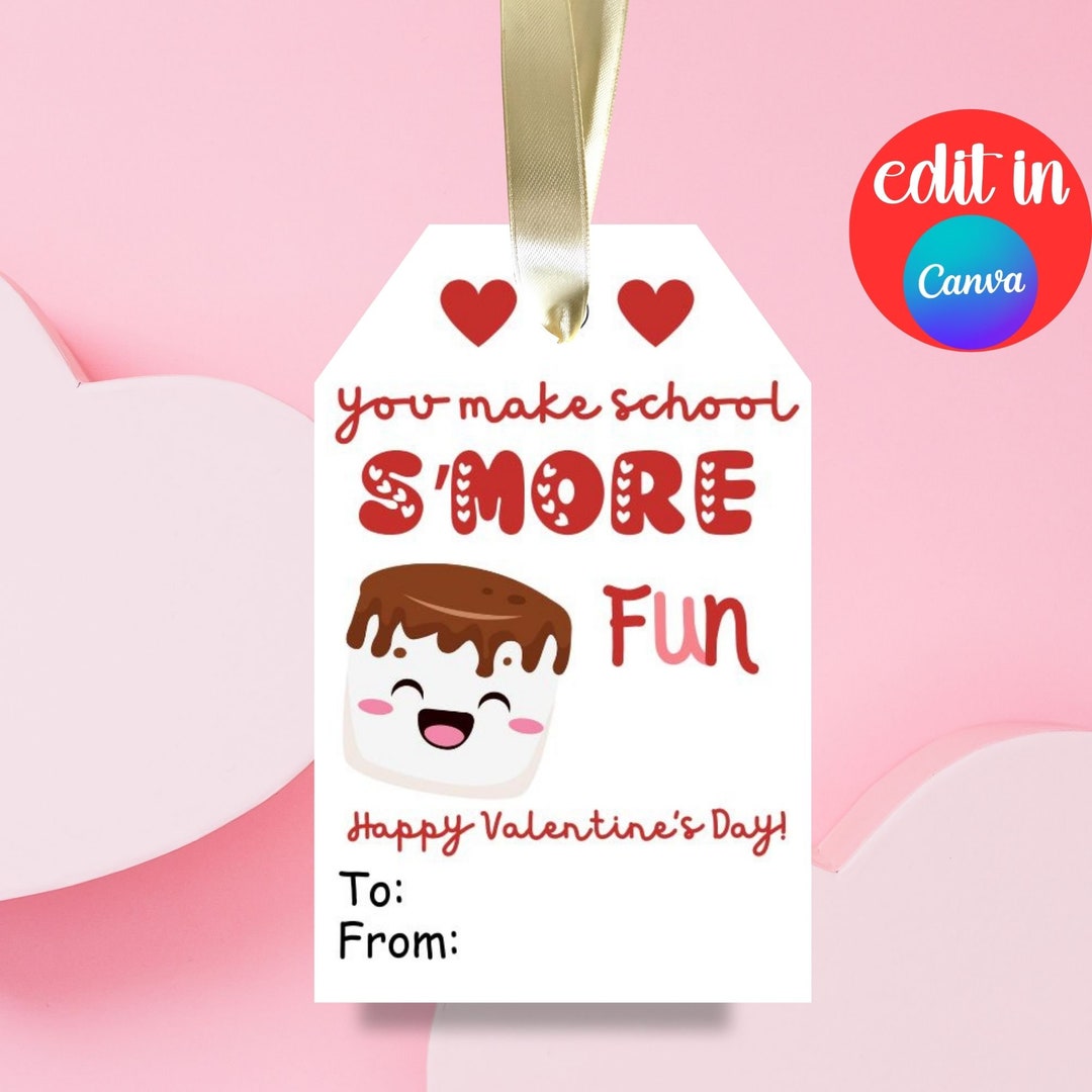 Smores Valentine Tag, Valentine's Gift Label, Kids School Printable ...
