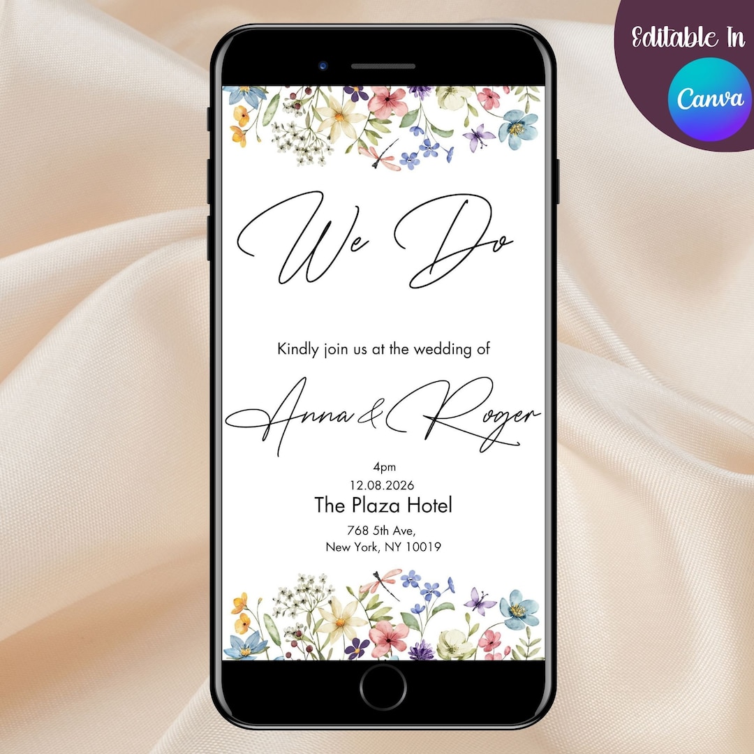 Minimal Wedding E-invite Template, Digital Invite, Electronic Evite ...