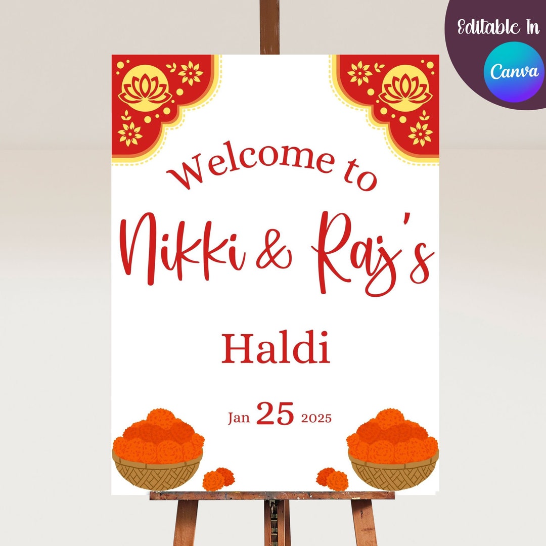 Haldi Welcome Sign, Maiyan Sign Pithi Decor Haldi Banner Haldi ...