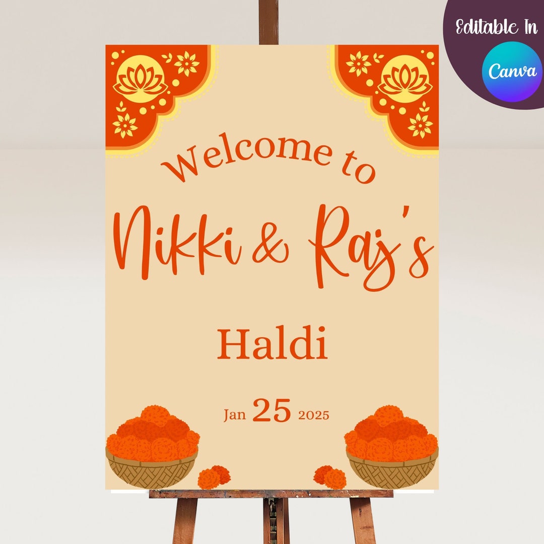 Haldi Welcome Sign, Maiyan Sign Pithi Decor Haldi Banner Haldi ...
