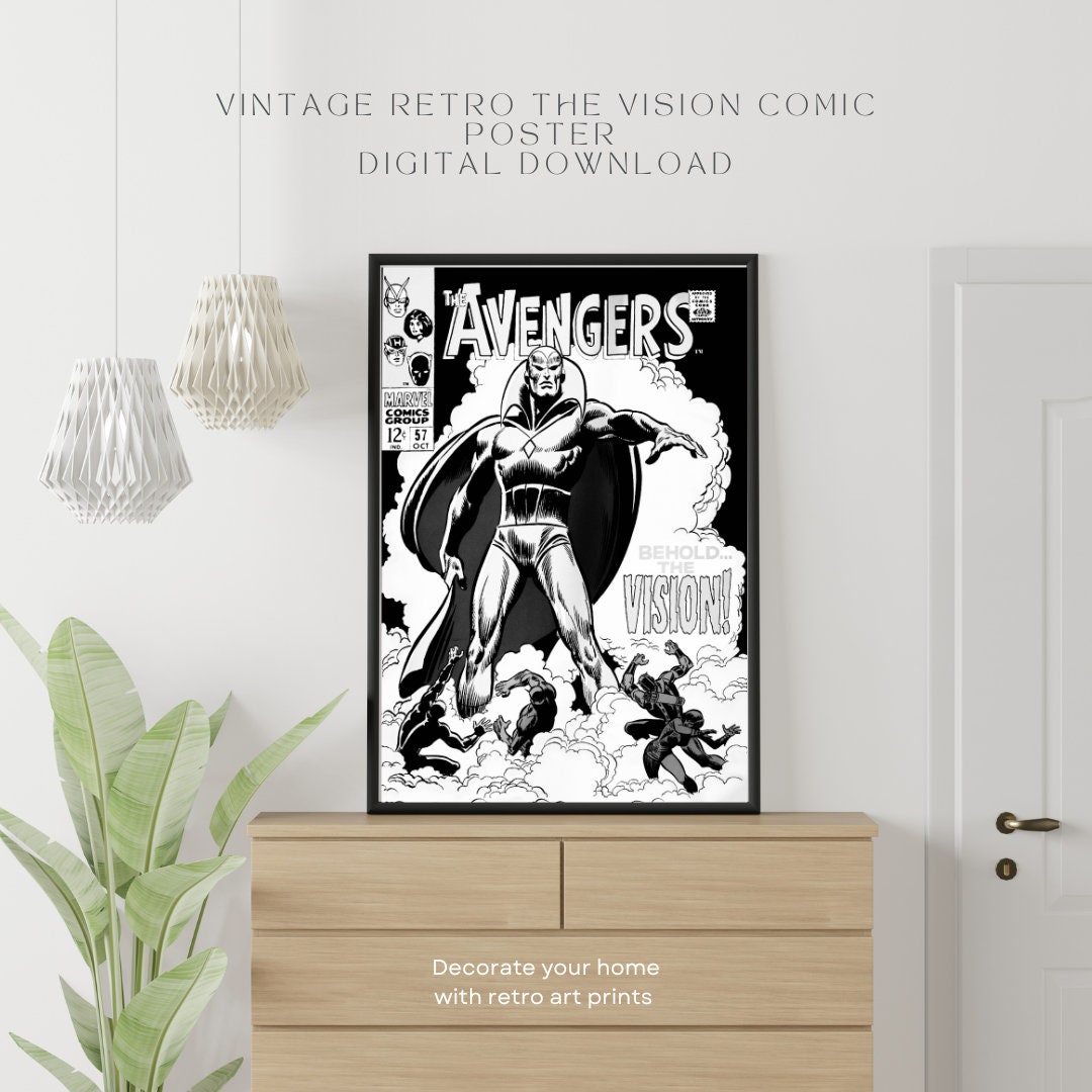 The Vision Retro Vintage Avengers Comic Poster Digital - Etsy