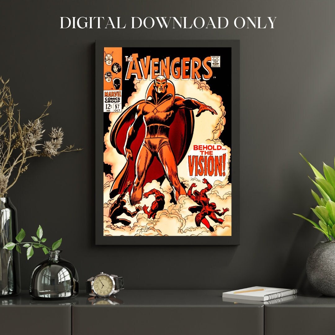The Vision Retro Vintage Avengers Comic Poster Digital Download - Etsy