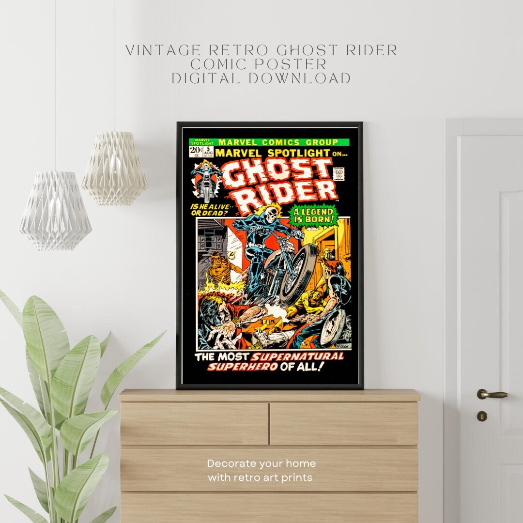 Ghost Rider Retro Vintage Classic Comic Poster Digital Download - Etsy