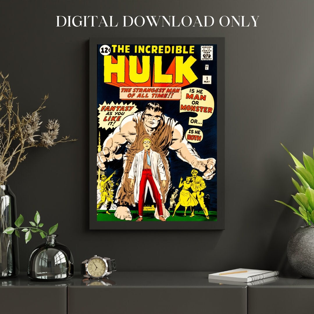 The Incredible Hulk Retro Vintage Comic Poster Digital Download - Etsy
