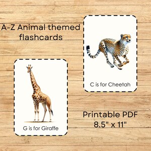 A-Z Animal Themed Printable Flashcards ABC Flashcards Flashcards for ...