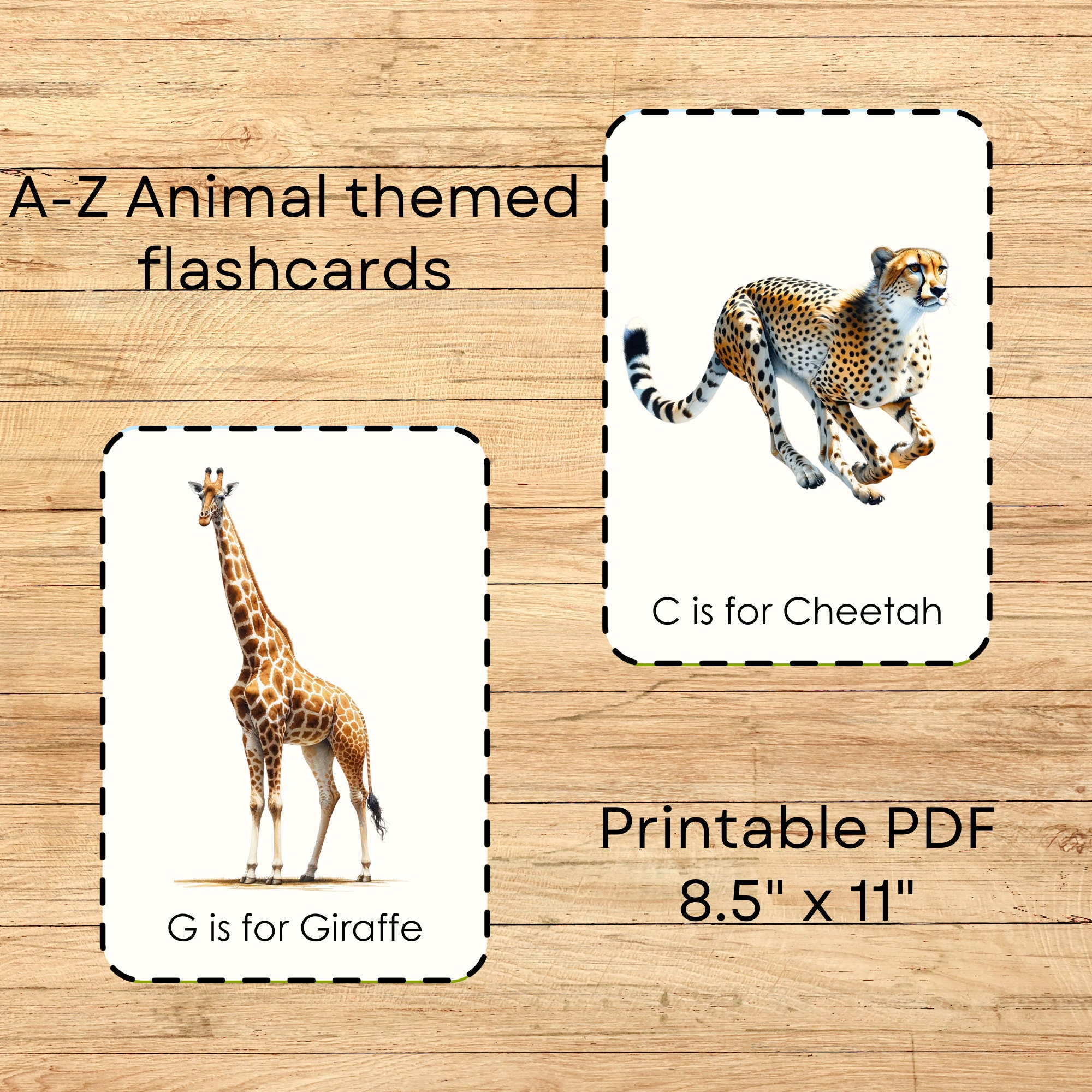 A-Z Animal Themed Printable Flashcards ABC Flashcards Flashcards for ...