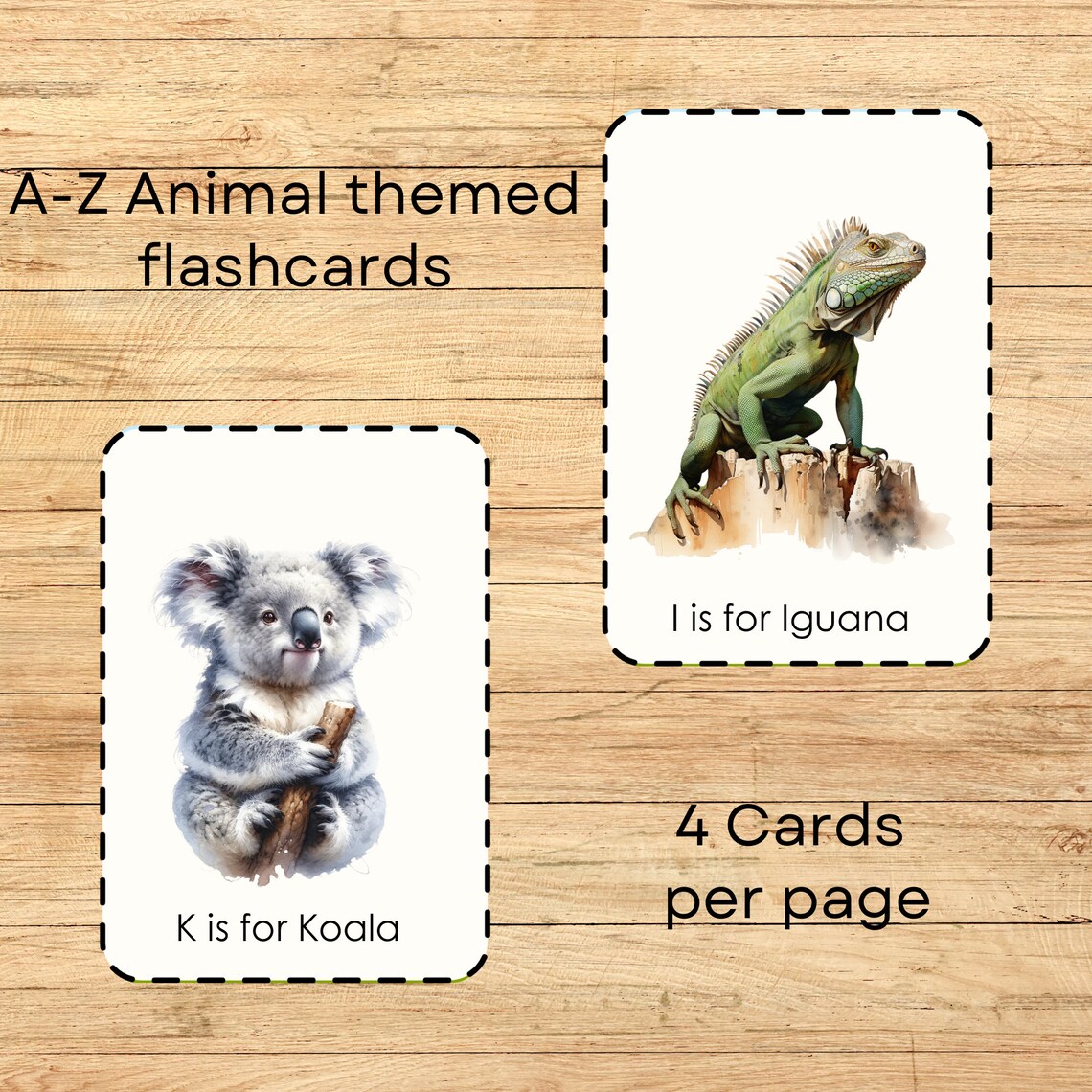 A-Z Animal Themed Printable Flashcards ABC Flashcards Flashcards for ...