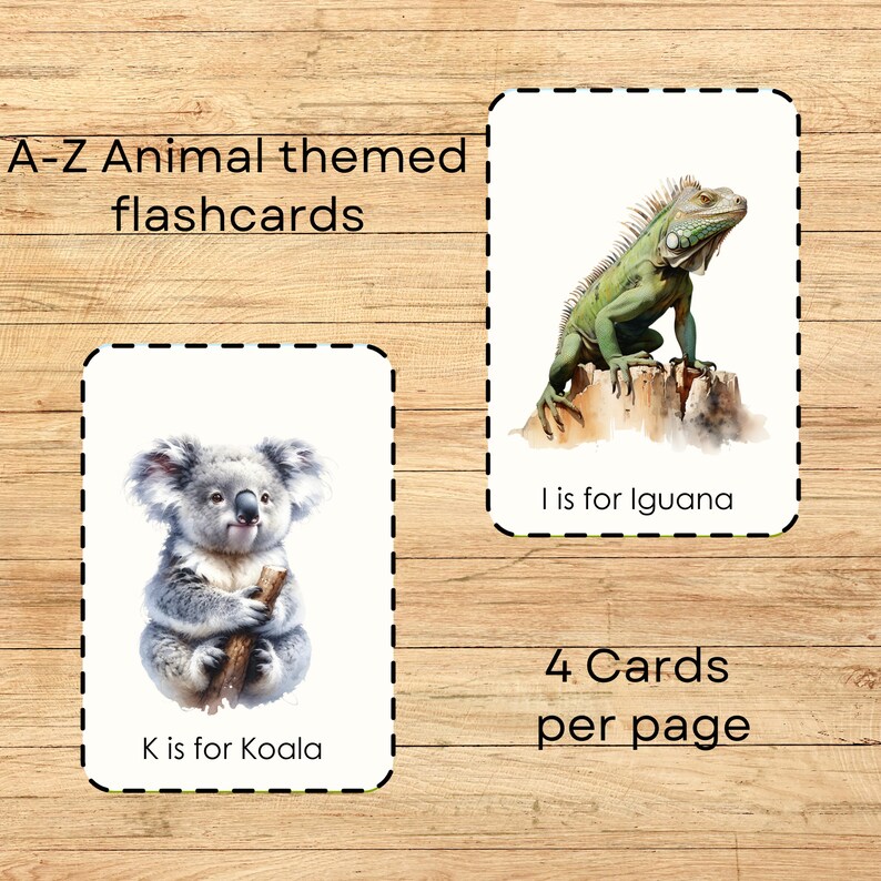 A-Z Animal Themed Printable Flashcards ABC Flashcards Flashcards for ...