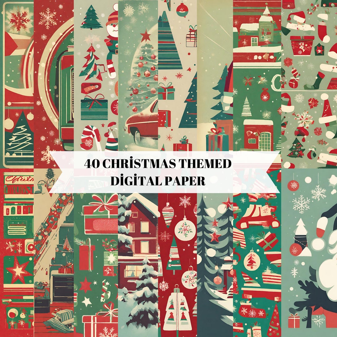 40 Printable Christmas Digital Paper 2024 Xmas Digital Paper - Etsy