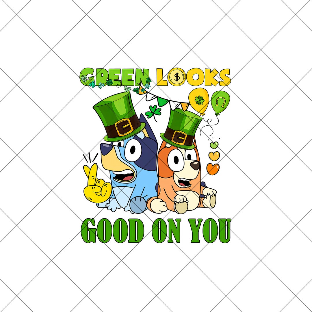 Bluey Dog Happy St Patrick's Day Png, Cartoon St Patrick's Day, Green ...
