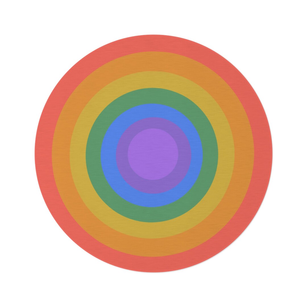 Concentric Rainbow Circles Round Rug - Etsy
