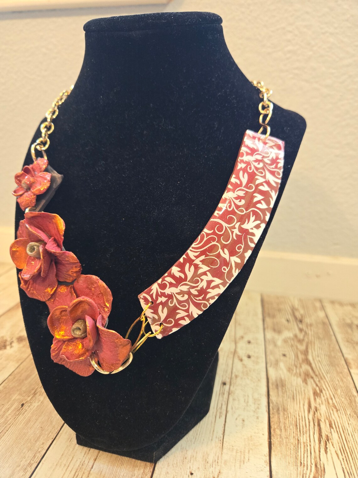 Burnt Orange, Copper and Gold Polymer Clay Necklace - Etsy