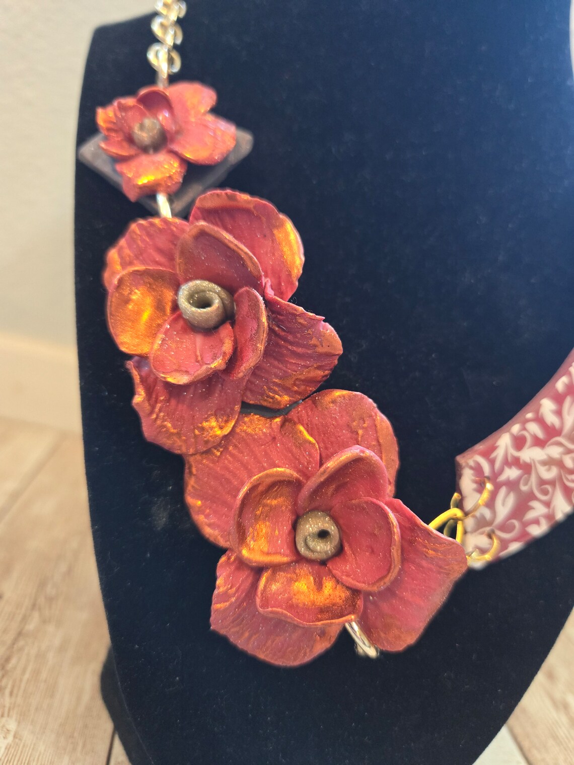 Burnt Orange, Copper and Gold Polymer Clay Necklace - Etsy