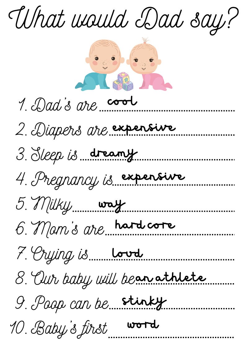 What Would Dad Say Baby Shower Game - Etsy