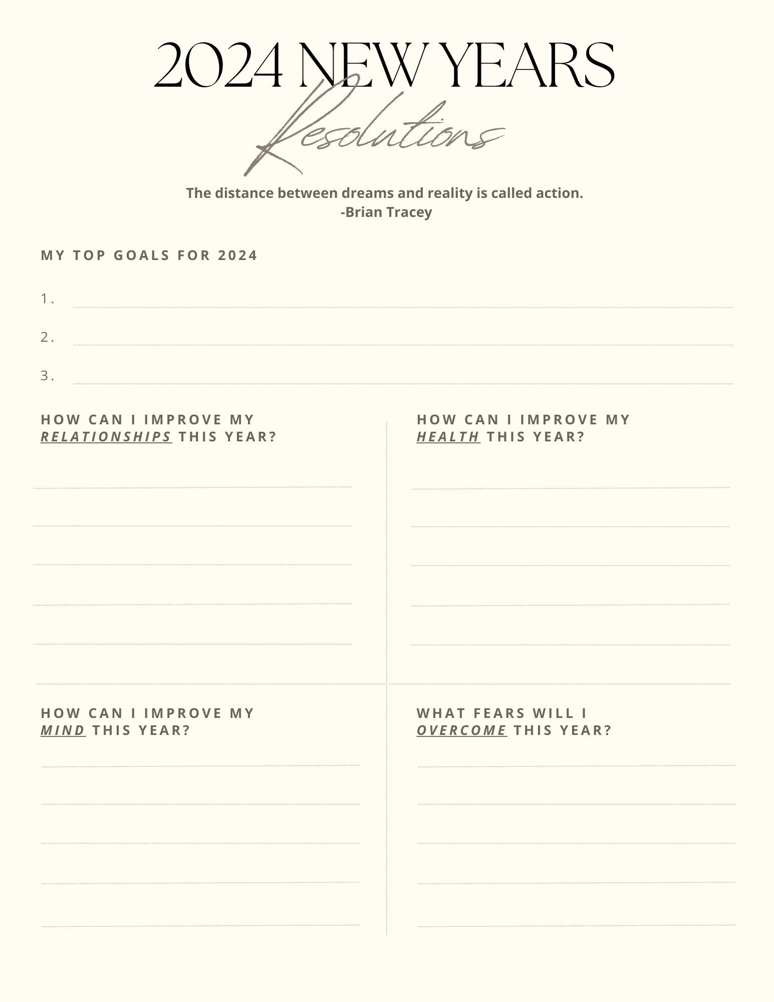 2024 New Years Resolutions Tracker Minimalist Template - Etsy