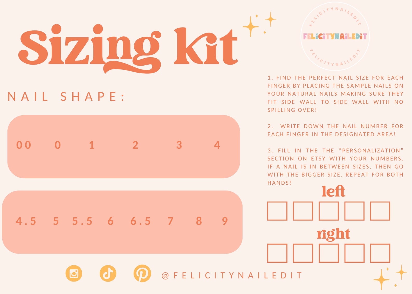 Press on Nail Sizing Kit, Fake Nail Sizing Kit, Nail Sizing Kit, Sizing ...