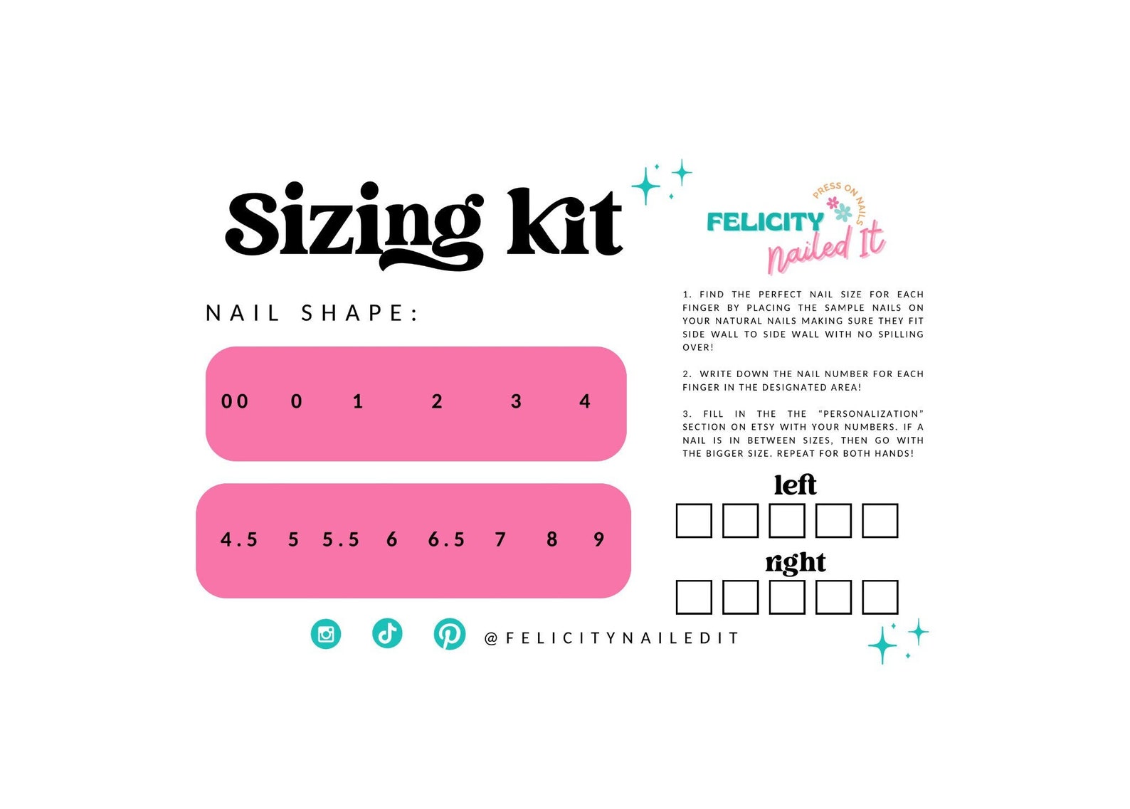 Press on Nail Sizing Kit, Fake Nail Sizing Kit, Nail Sizing Kit, Sizing ...