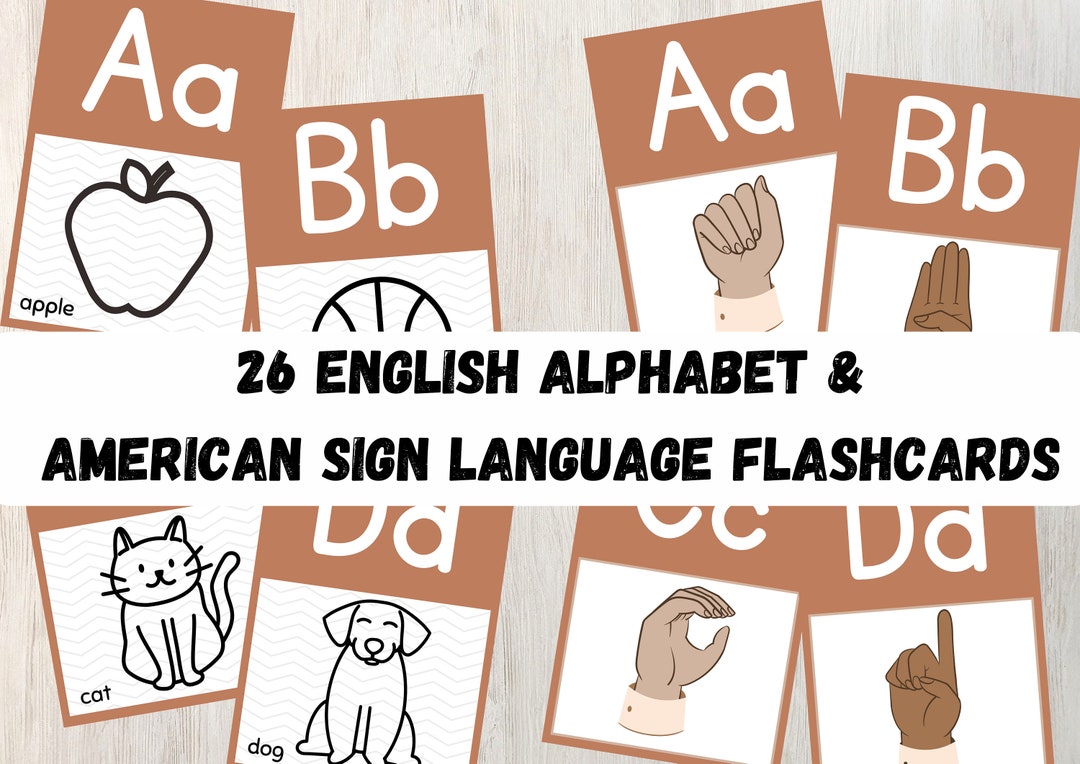 English Alphabet and American Sign Language ASL Flashcards Classroom ...