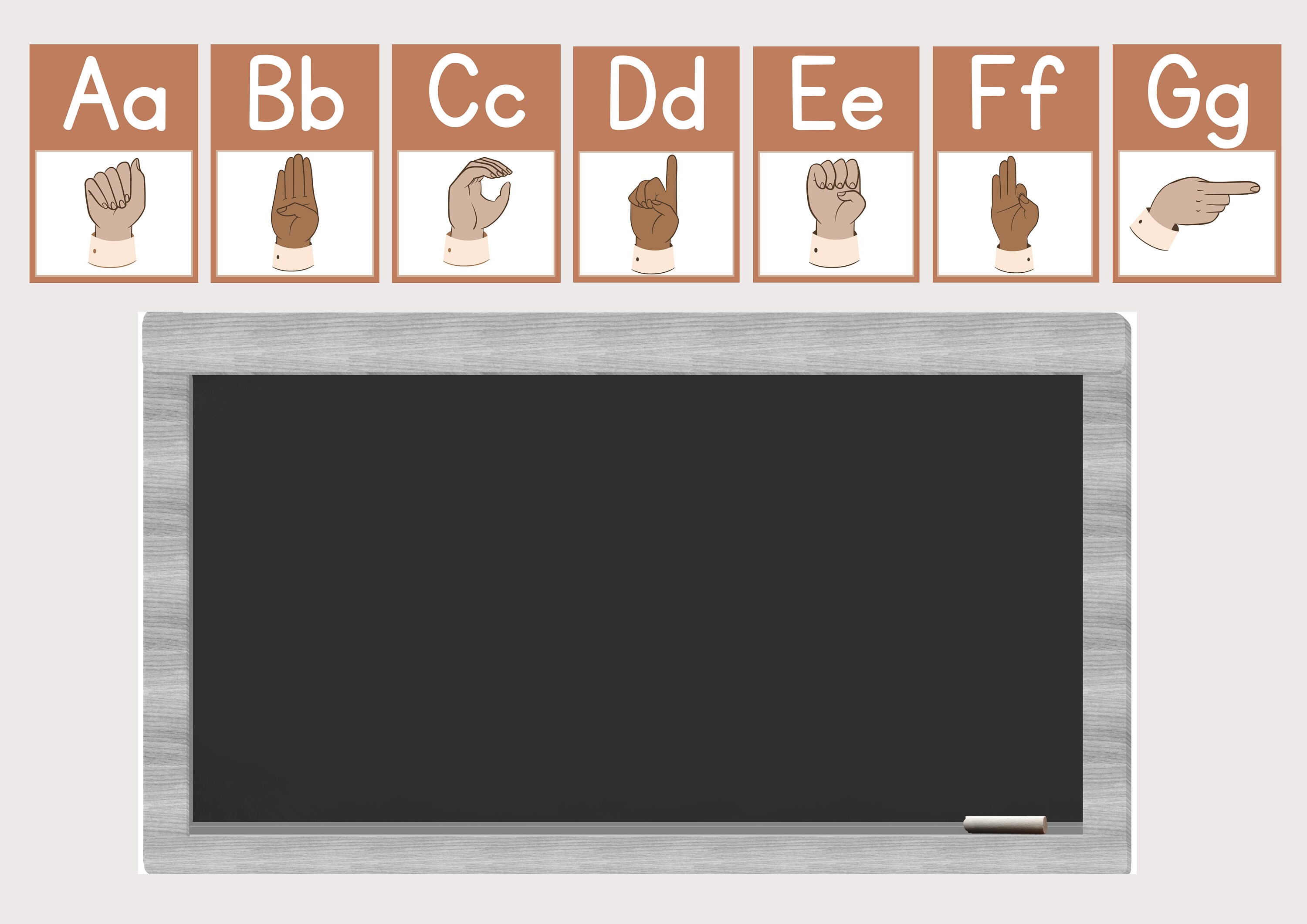English Alphabet and American Sign Language ASL Flashcards Classroom ...