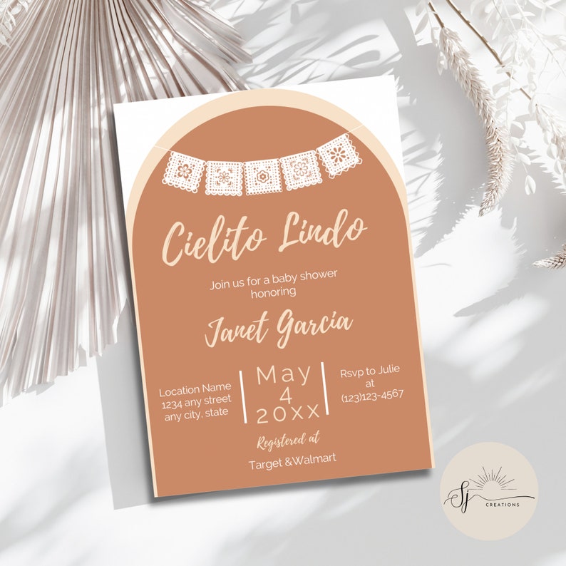 Cielito Lindo Baby Shower Invitation, Baby Shower Invite, Boho Digital ...