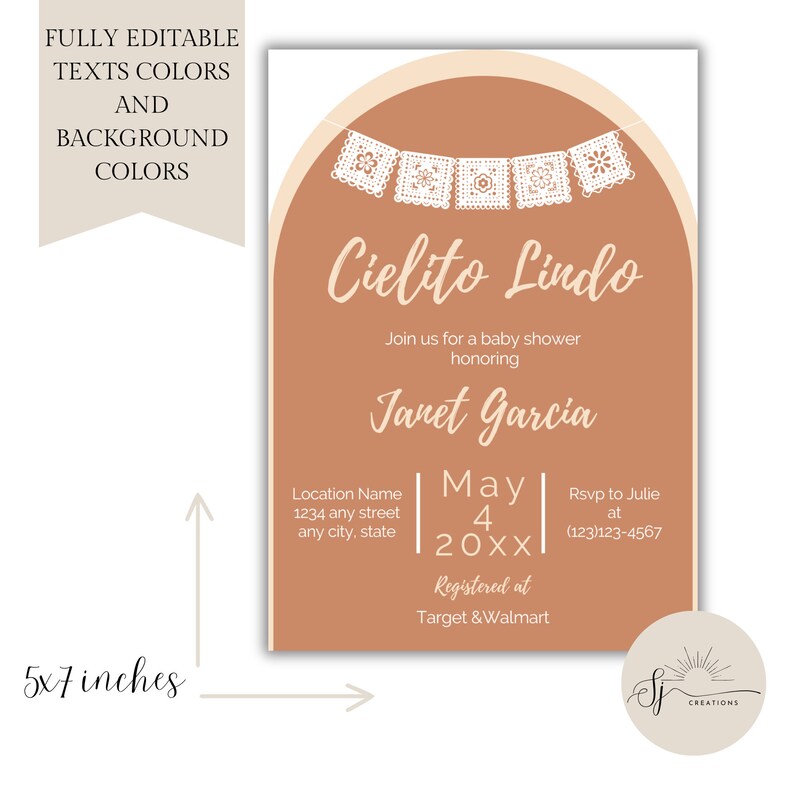 Cielito Lindo Baby Shower Invitation: Boho Terracotta Invite (digital ...