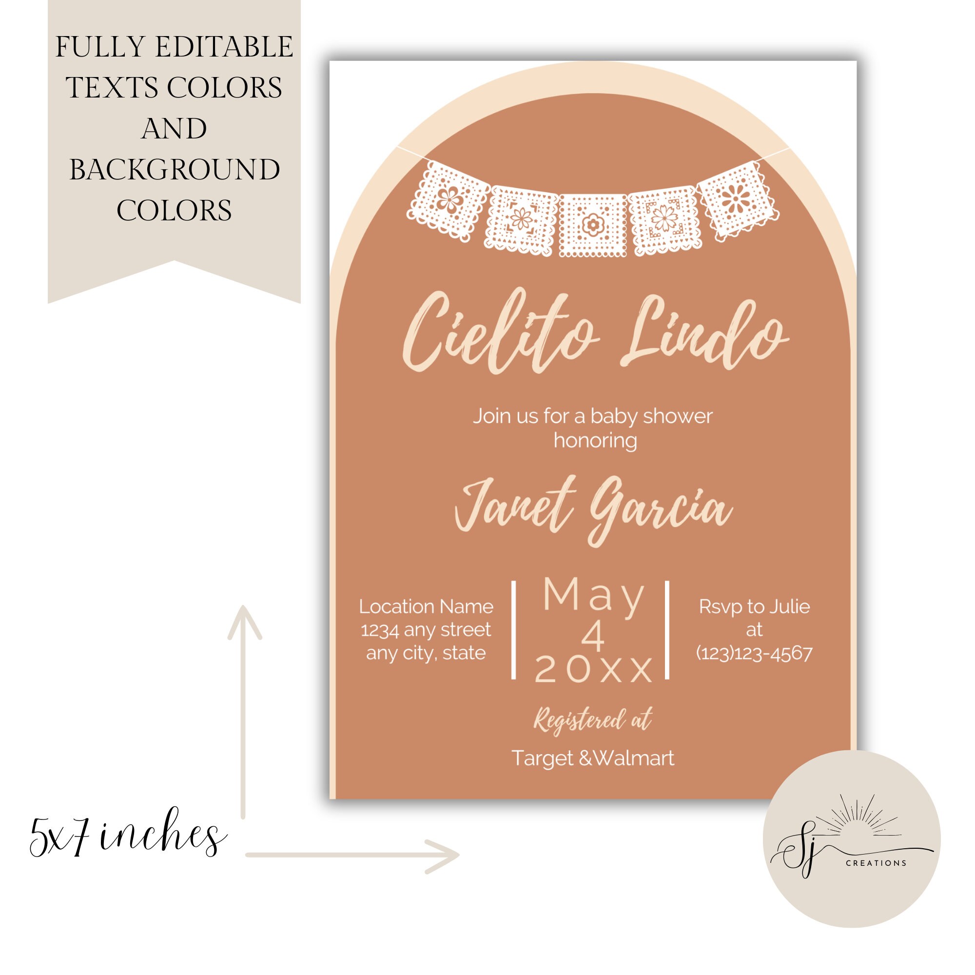 Cielito Lindo Baby Shower Invitation: Boho Terracotta Invite (digital ...