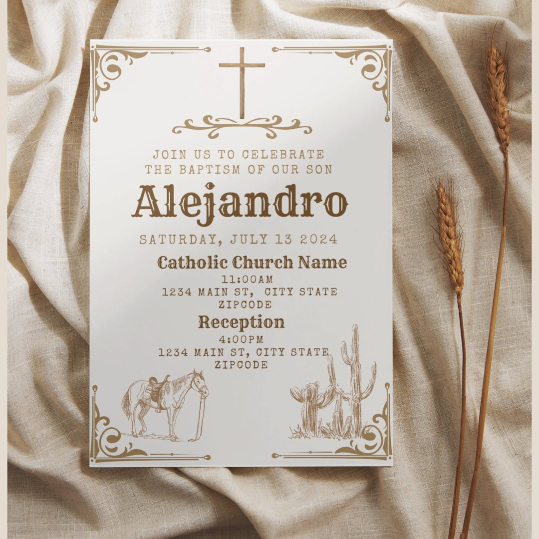 Western Baptism Invitation: Vaquera Template (digital Download) - Etsy