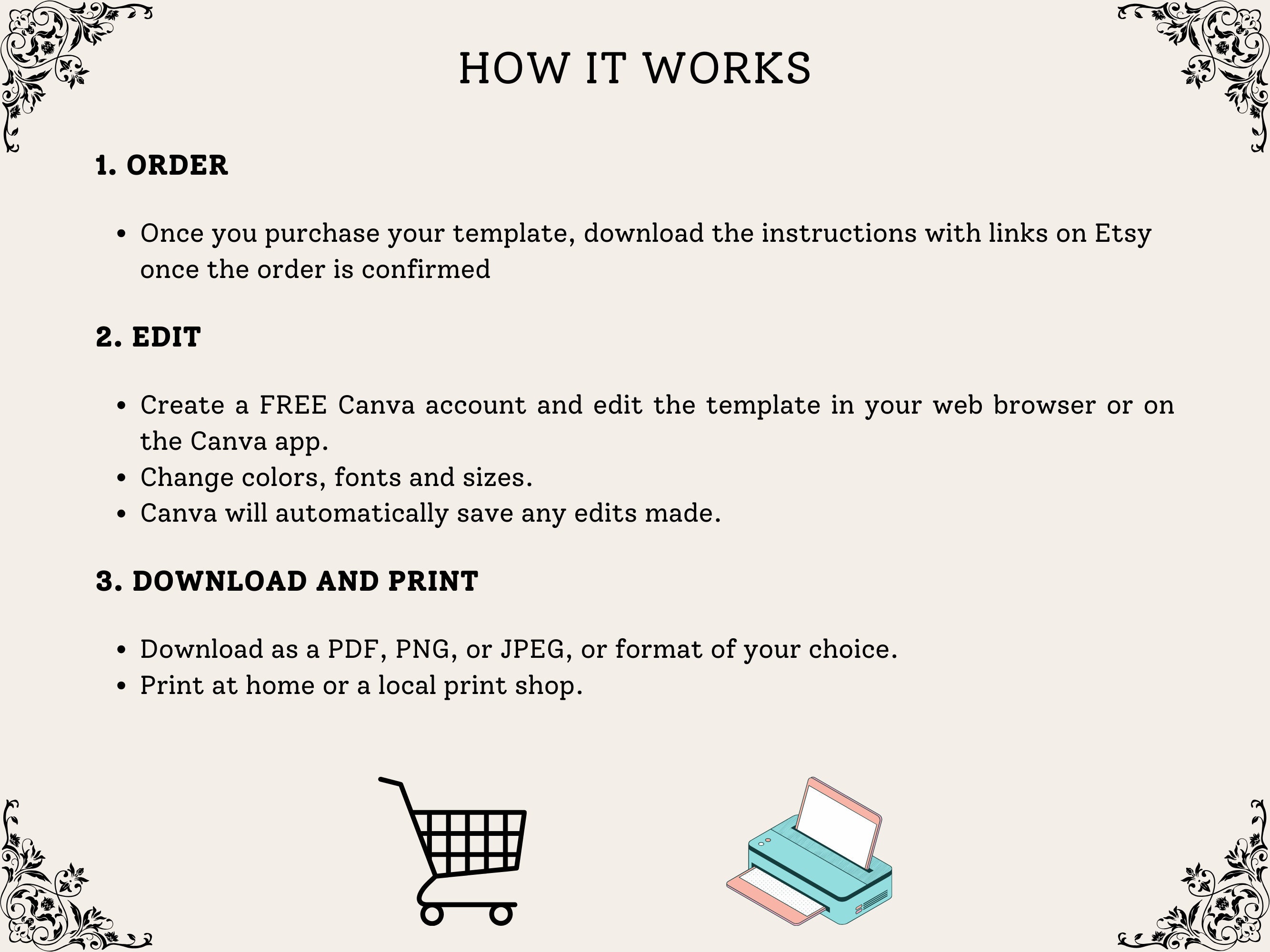 Price List Template, Blank Menu, Editable Canva Template, Empty Menu ...