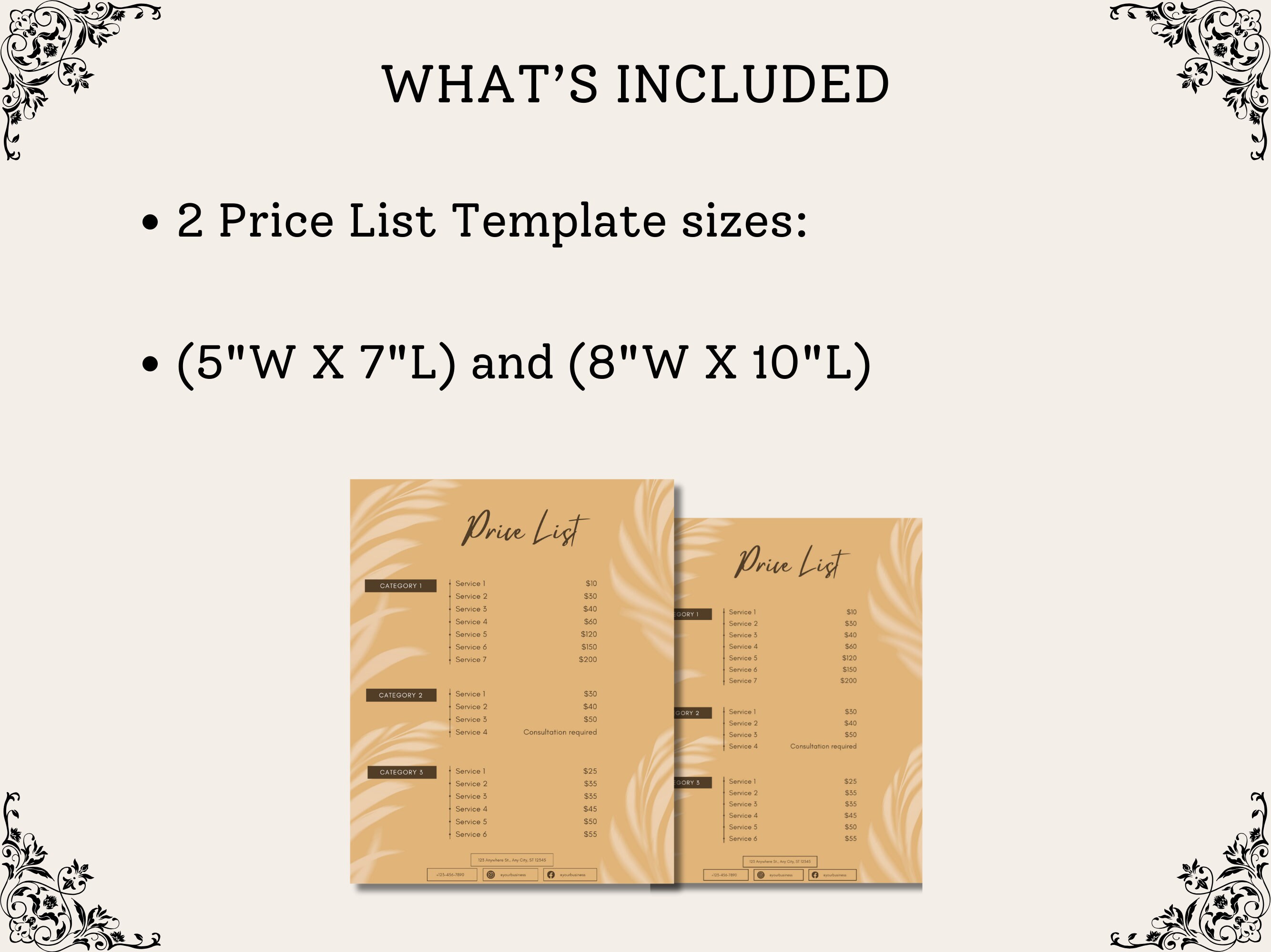 Price List Template, Blank Menu, Editable Canva Template, Empty Menu ...