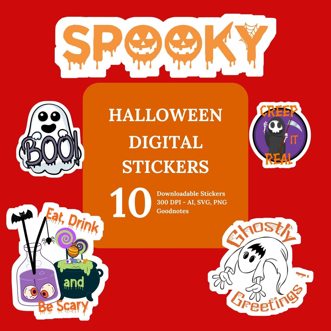 Halloween Stickers SVG PNG, Digital Download, Printable Goodnotes ...