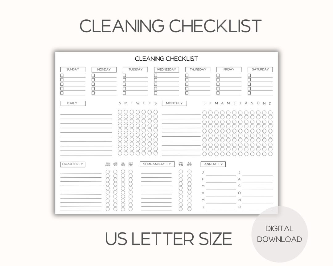 Minimal Cleaning Checklist Digital Download PDF, Instant Digital ...