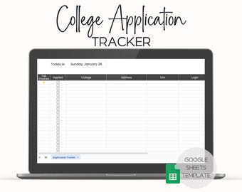 College Application Tracker - Google Sheets Download - Etsy
