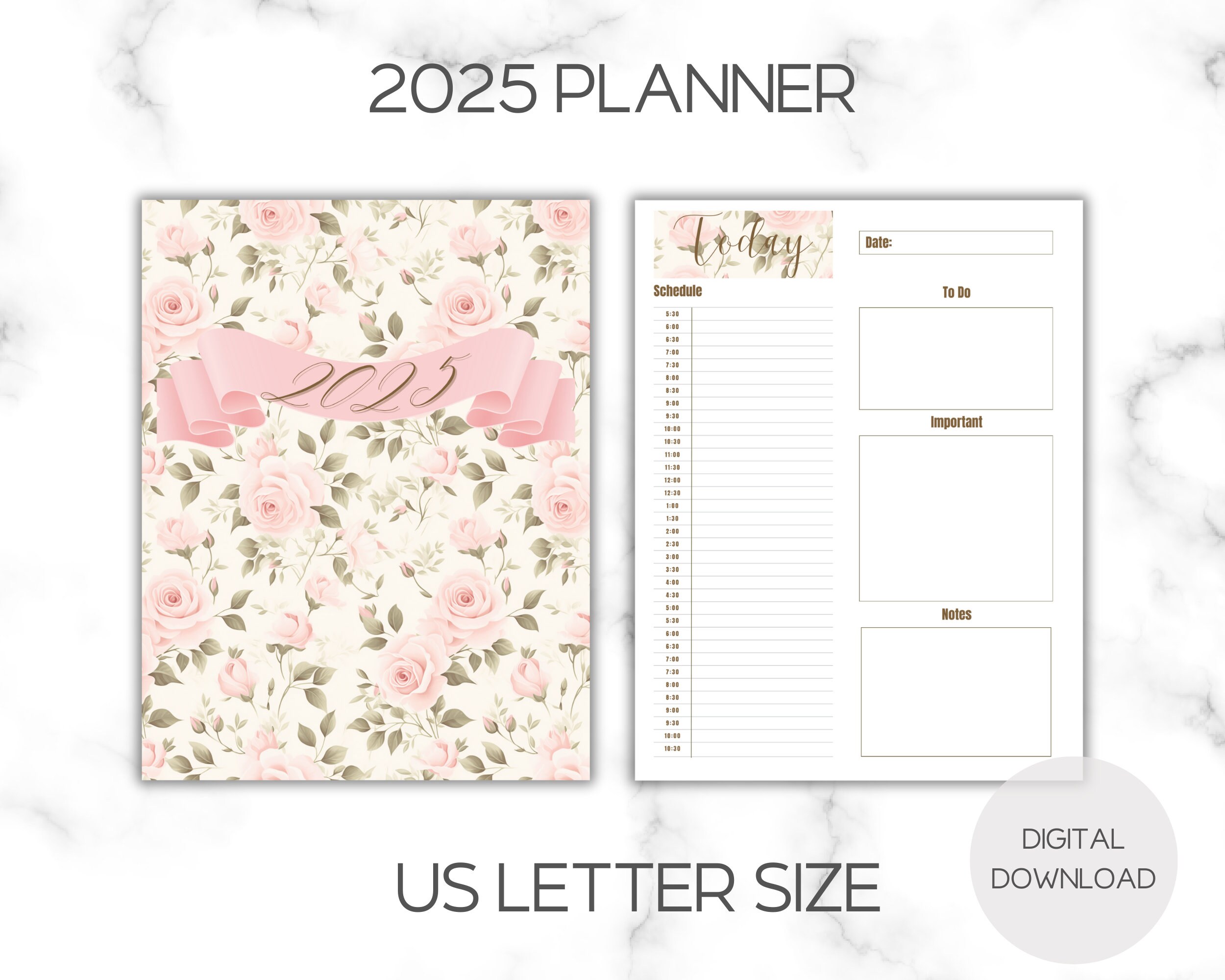 Chic 2025 Coquette Rose Planner Instant Download Printable, Daily ...