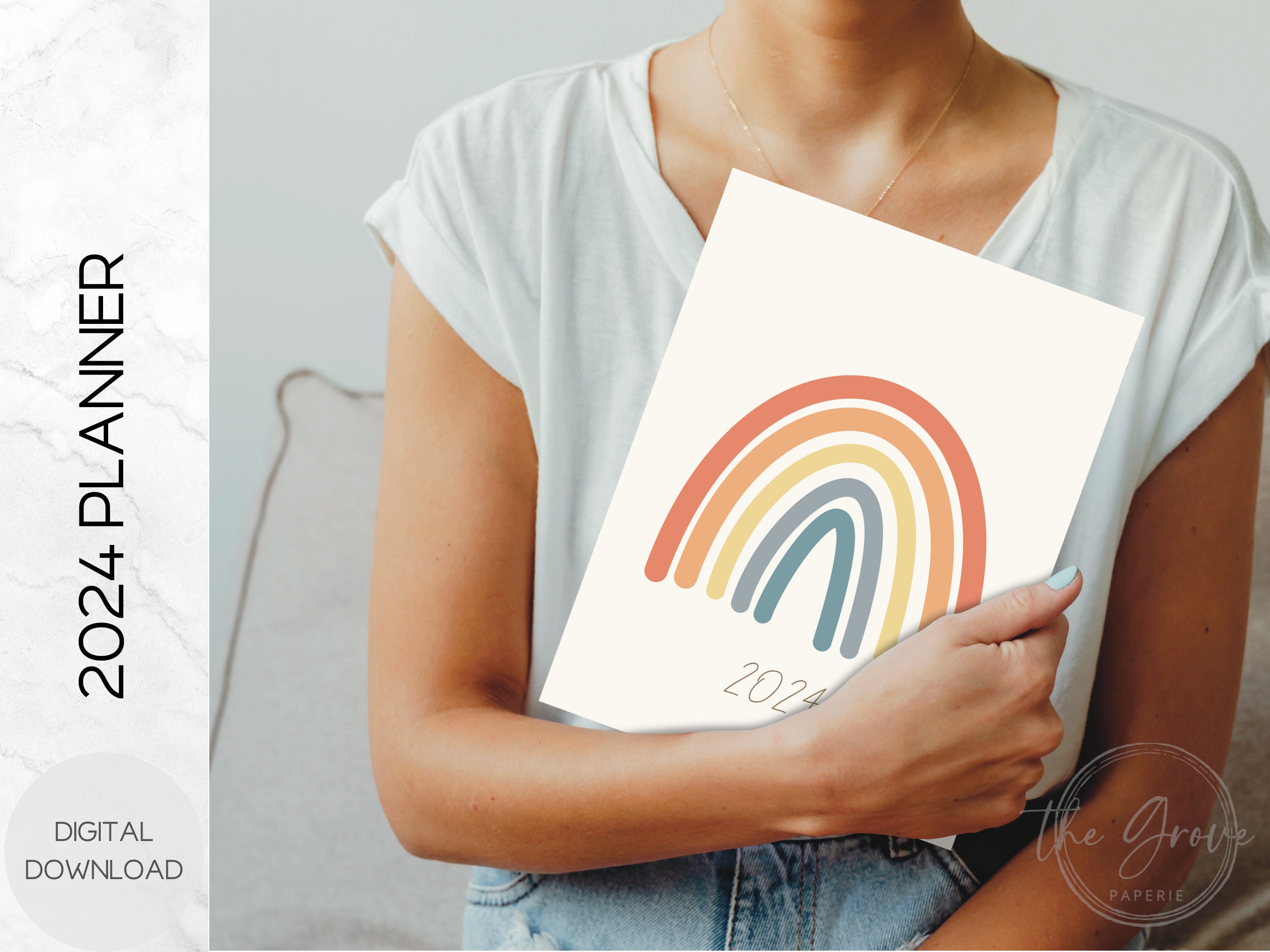 2024 Boho Rainbow Planner Printable PDF, Daily, Weekly, Month at a ...