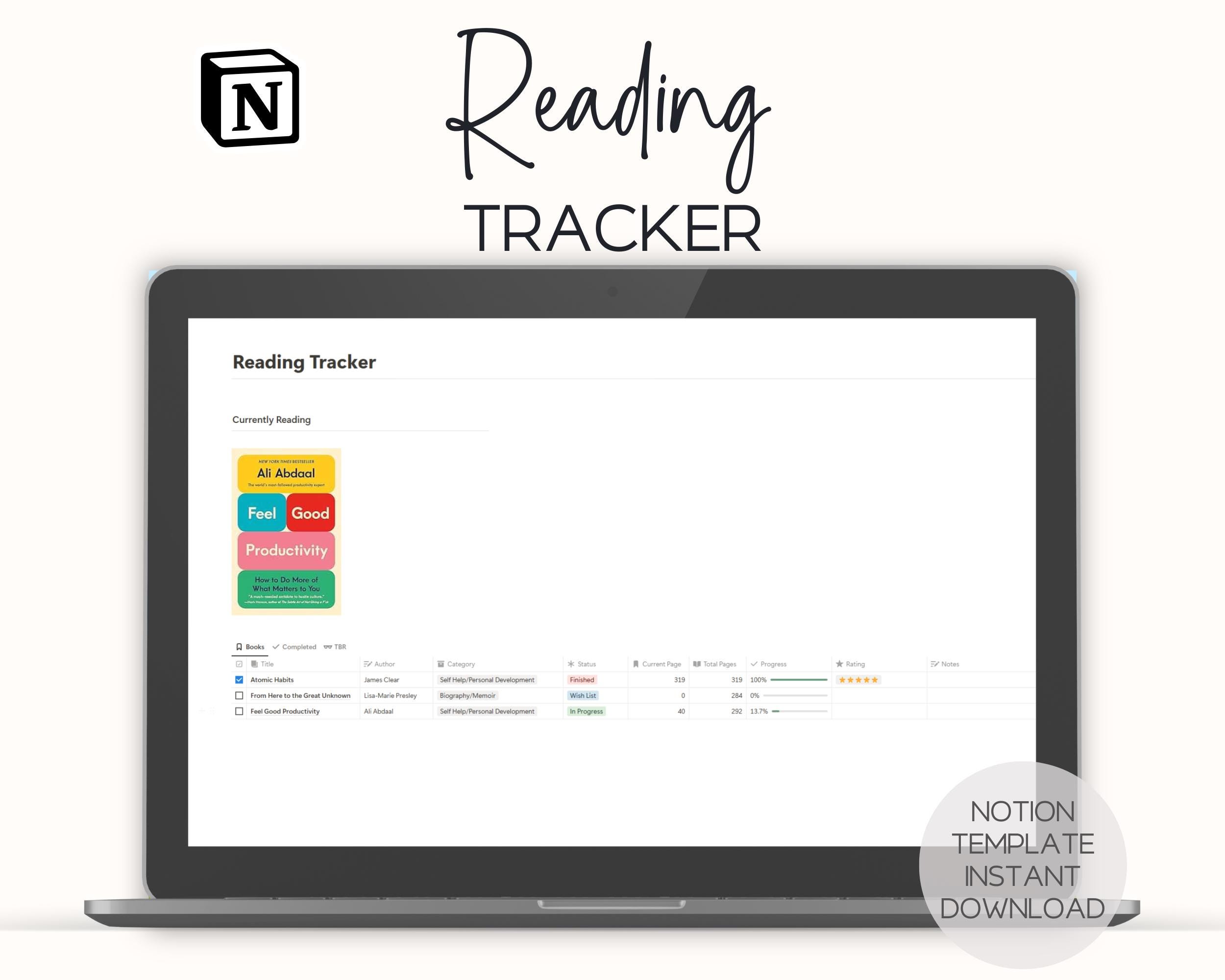 Notion Reading Tracker Template, Book Tracker, Reading Log, Instant ...